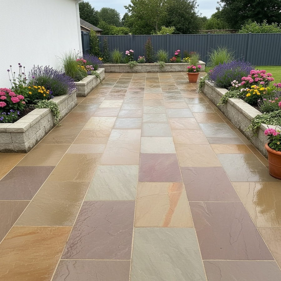 Rippon Buff Indian Sandstone Paving, Warm Colour
